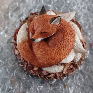 Miniature Red Fox Figurine Sleep in Teacup. Handmade Resin Teacup Fox ...