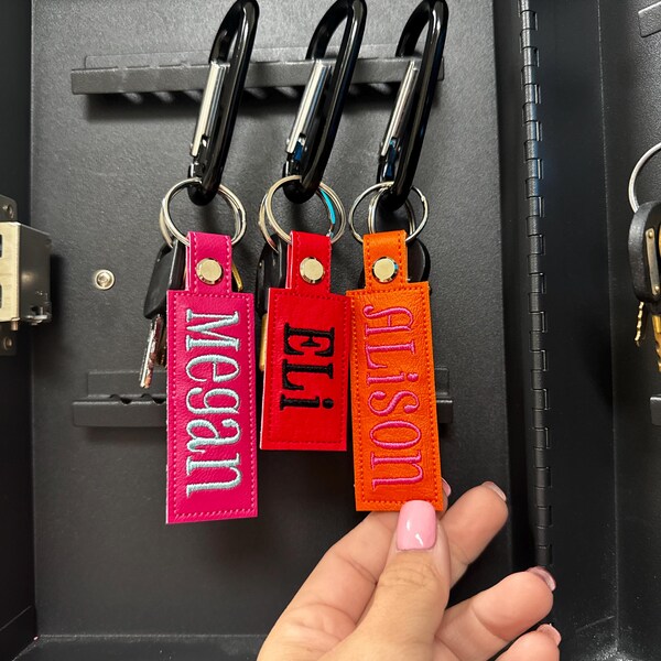 Personalized Key Fob Keychain | Custom Embroidered Name Keychain Strap ...