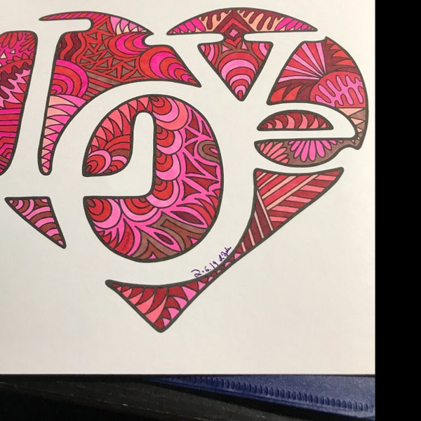 LOVE Heart - PDF Coloring Page - Etsy