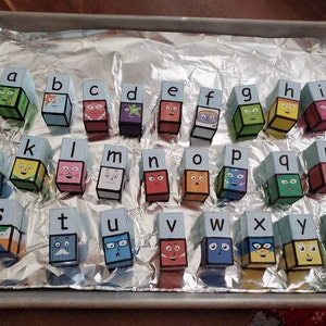 Alphablocks Face Stickers A-Z for 2cm Mathlinkcube/blocks A4 Stickers ...