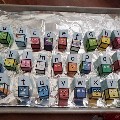 Alphablocks Face Stickers A-Z for 2cm Mathlinkcube/blocks A4 Stickers ...