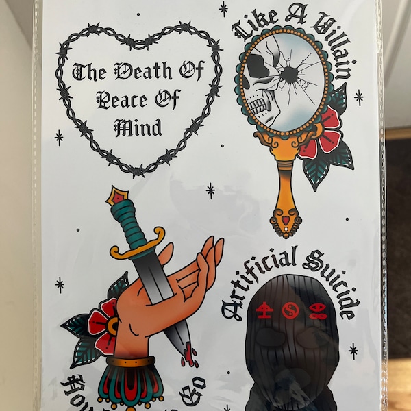 Horror Traditional Tattoo Flash Sheet Print Tattoo Flash Horror Movies ...