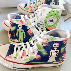 90s Inspired Hand Painted High Top Shoes - Etsy