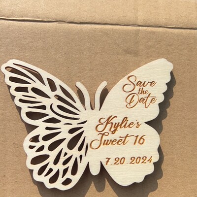 Butterfly Save the Date Magnets Personalized Wedding Invitation Wood ...