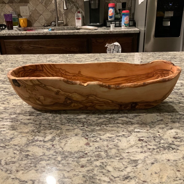 Wooden Bowls Olive Wood, Live Edge Long Bowls, Long Wood Bowl, Wooden ...