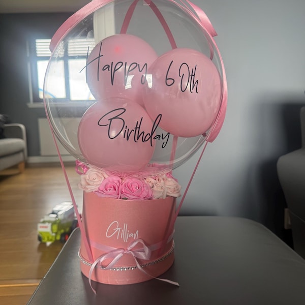 Hot Air Balloon Flower Box, Hat Box Flowers, Birthday Balloon ...