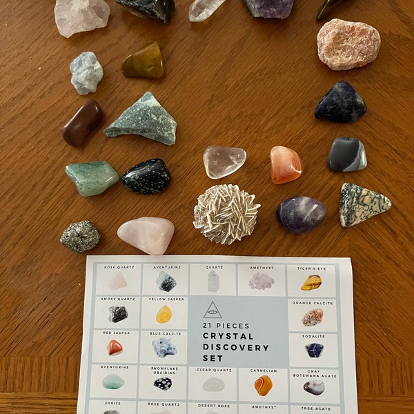 21 Pcs Beginner Crystal Kit-raw Crystal Set-healing Crystal Set-crystal ...
