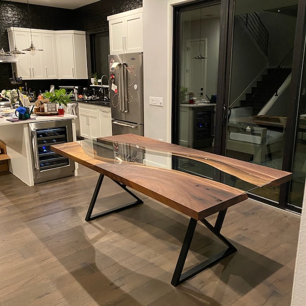 50% OFF SALE- 8ft Long Live Edge Walnut Dining Table With Your Choice ...