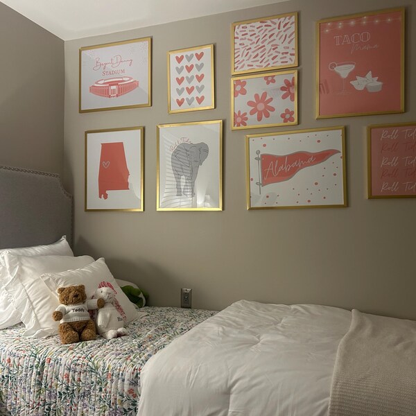 Virginia Tech Hokies Art Prints: Orange & Maroon Dorm Decor (digital ...