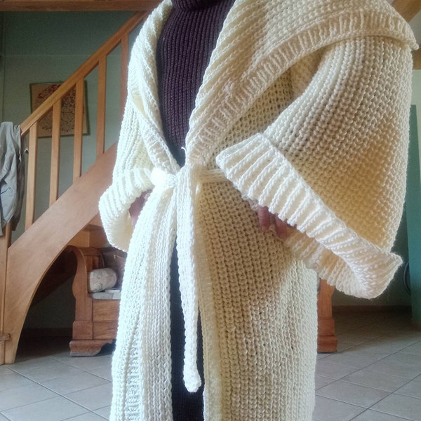 Knit Loopy Merino Wool Long Sweater, Chunky Knit Thick Pullover ...