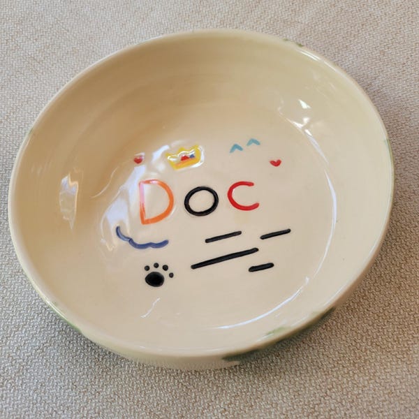 Custom Cute and Cheerful Pet Plate, 2 to 3 Designs, Handmade Pottery ...