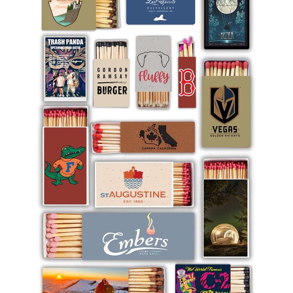 CUSTOM MATCHBOOK ART Personalized Digital Matchbox Gift Large Matches ...