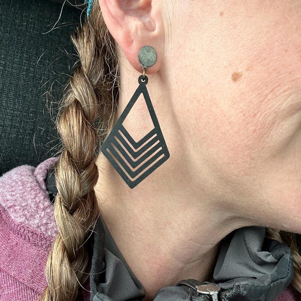 Red Chandelier Stamped Metal Gauges Earrings 4g, 2g, 0g, 00g, 7/16, 1/2 ...