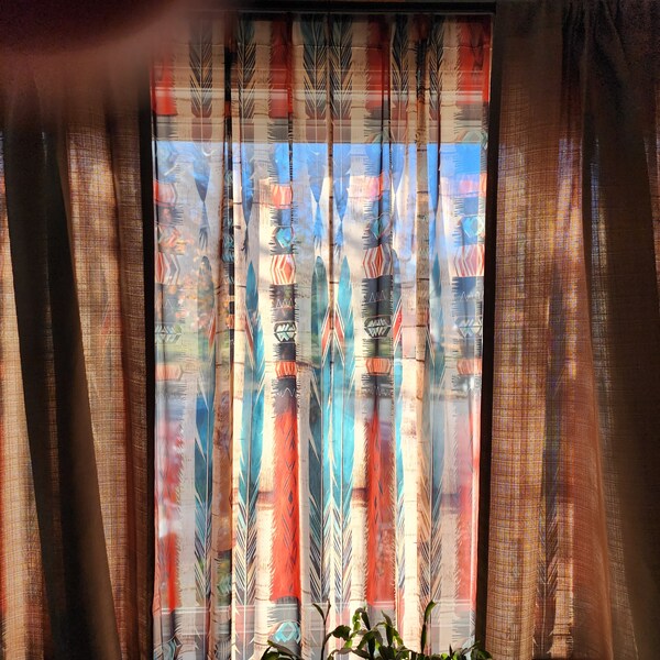 Woodland Bear Window Curtains, Lodge Theme Curtain Panels, Rustic Home ...