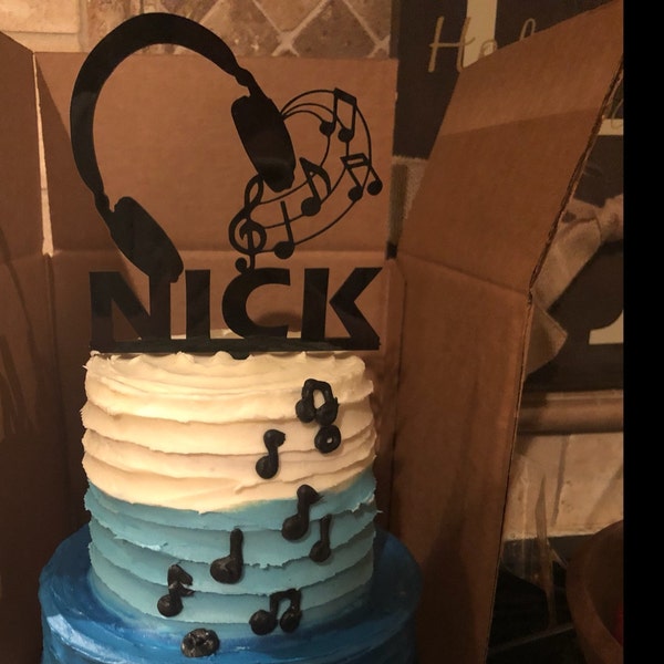 Headphones Cake Topper, Music, Treble Clef, Musician, Band Party ...