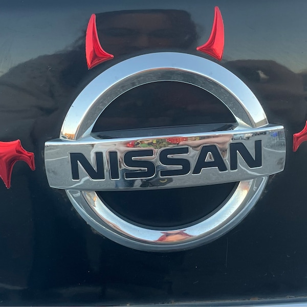 Chrome Bat Wings Car Emblem Sticker Silver Badge Gothic Devil Horns ...