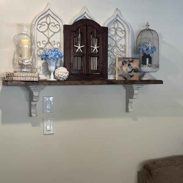 French Country Shelf With Knobs / Distressed Shelf With Knobs / Kitchen ...