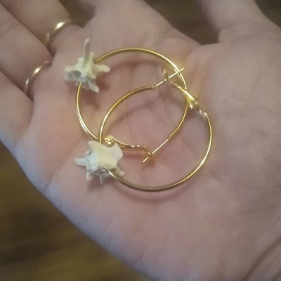 Rattlesnake Vertebrae Hoop Earrings GOLD Bone Jewelry Taxidermy Jewelry ...