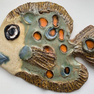 Ceramic Fish Wall Decor Fish Zodiac Decor Fish Rustic Home Decor Clay ...