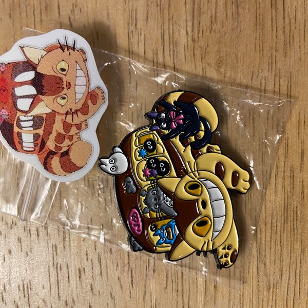 Cat Chibi Bus Anime Pin With Characters Cartoon Kitty Kawaii Catbus - Etsy