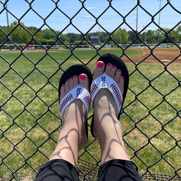 Personalized Baseball Flip Flops, Custom Sandals With Stitches ...