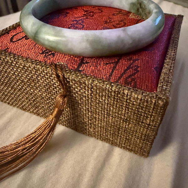 Burmese Jade Bangle Natural Jadeite Smooth Gray Marble Pattern Large ...