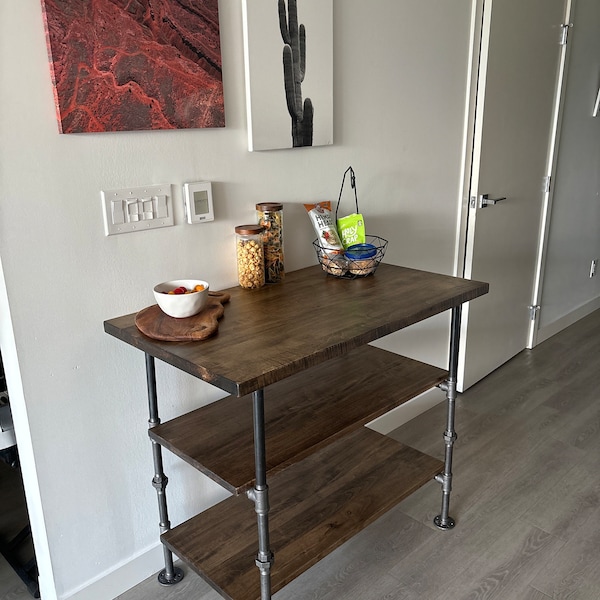 Industrial Pipe and Wood Kitchen Island || Steel and Wood Island ...