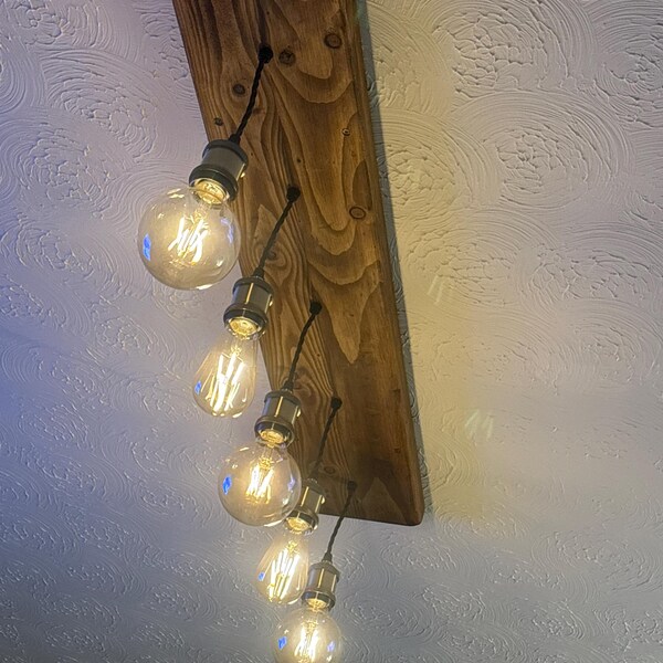 Rustic 3/5 Pendant Wooden Plank Light - Etsy UK