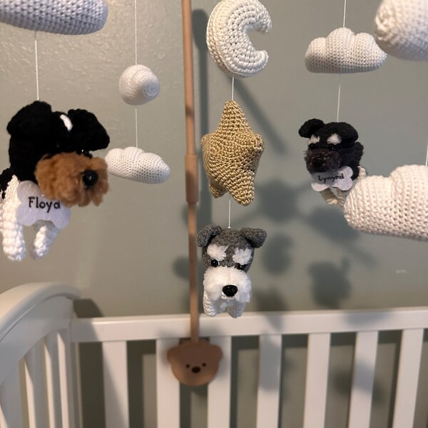 Custom Dog Baby Mobile, Custom Cat Baby Nursery, Crochet Dog Pet ...