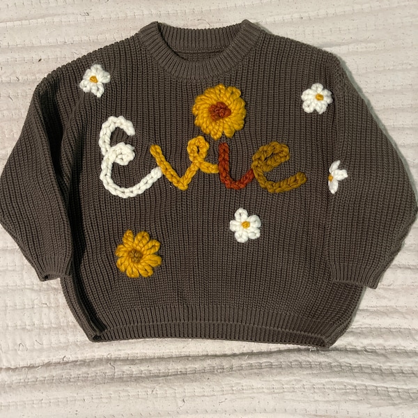 Custom Embroidered Name Sweater, Children's Clothes, Milestone Gift - Etsy
