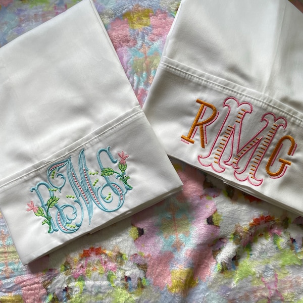Monogrammed Pillowcases, Embroidered Pillowcase, Personalized ...