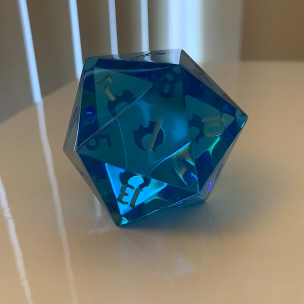 Tidal Treasures Petri Dish Art 50mm Resin D20 Dice, Large Handmade Dice ...