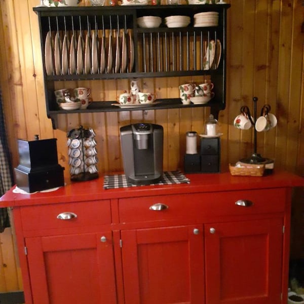 Kitchen Window Plate Rack Shelf Wood Dish Cabinet for Plates Mugs Tea ...
