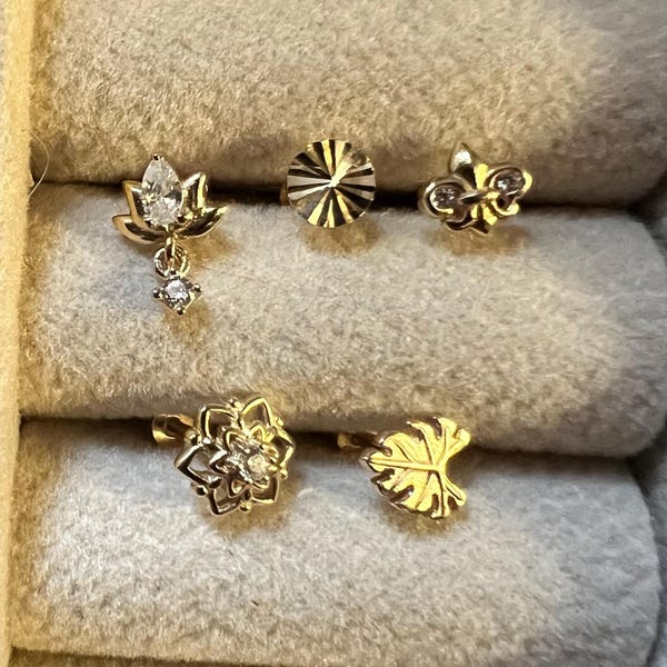 14k Solid Gold Frog Stud Earrings Dainty Gold Helix Stud Conch Stud ...