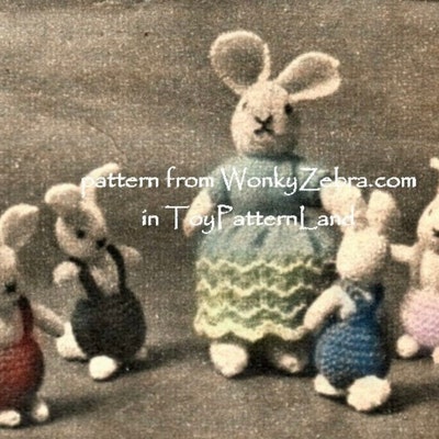 Vintage Rabbit Toy Knitting Pattern Bunny Peter Rabbit With Chart ...