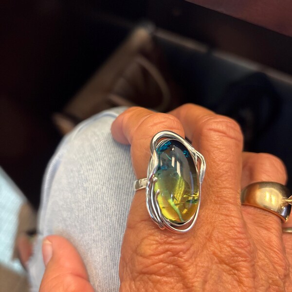 Natural Egg Yolk Baltic Amber Ring, Honey Amber Ring, Amber and ...