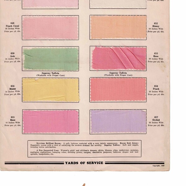 Antique Vintage Fabric Sample Swatches National Importing Co Broadway ...