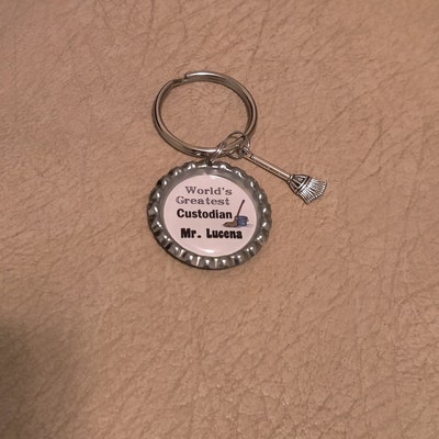 World's Greatest Custodian/janitor Key Chain With Charms - Etsy