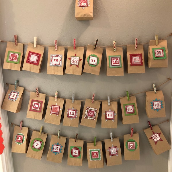 Printable DECEMBER DAILY NUMBERS Red 3, 2, 1.5 or 1 Inch, Advent ...