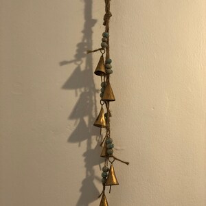 Bells on String With BLUE Ceramic Beads Rustic Windchime - Etsy