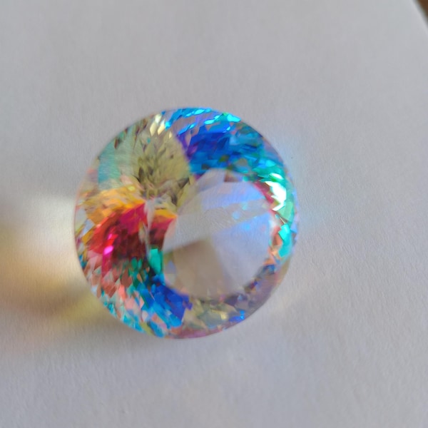 Magical Mystic Topaz Gemstone, Portuguese Cut Stone, 21×21MM, Round ...