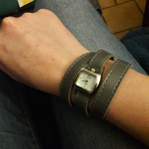 Grey Triple Wrap Leather Watch, Ladies' Grey Watch, Mother's Day Gift ...