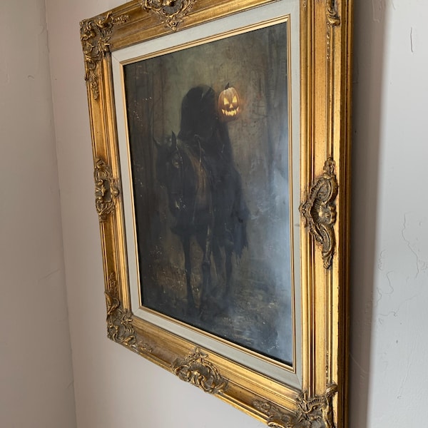 Printable Vintage HEADLESS HORSEMAN Oil Painting | Download Art, Gothic ...