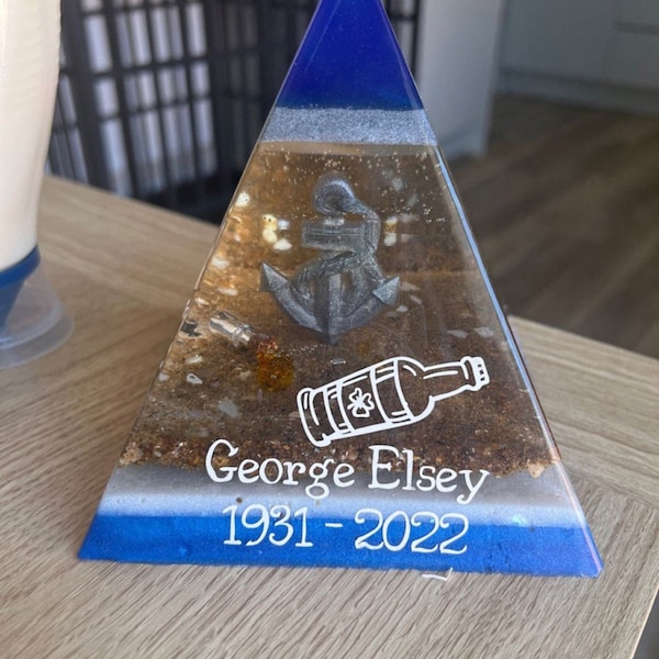 Cremation Ashes Keepsake Resin Pyramid / Pet Ashes / Personalised Resin ...