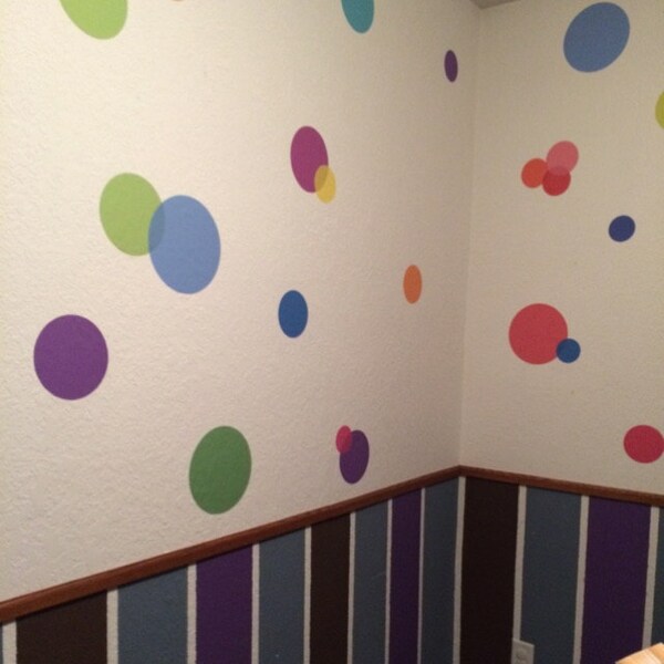 23 Multi-sized Rainbow Colors Polka Dot Wall Decals, Removable and ...