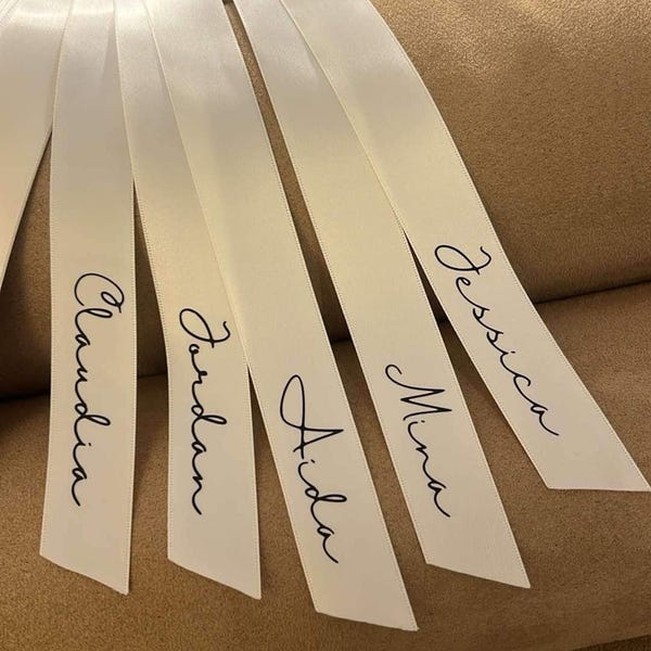 Luxury Personalised Ribbon Name Tags, Name Place Cards for Weddings ...