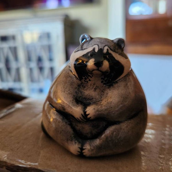Ceramic Figurine Raccoon 2.36" Collectable Ceramic Sculpture One of ...
