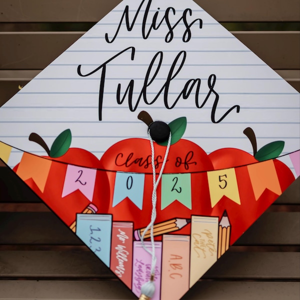 Grad Cap Topper Teacher, Graduation Cap for Teachers, Elementary ...