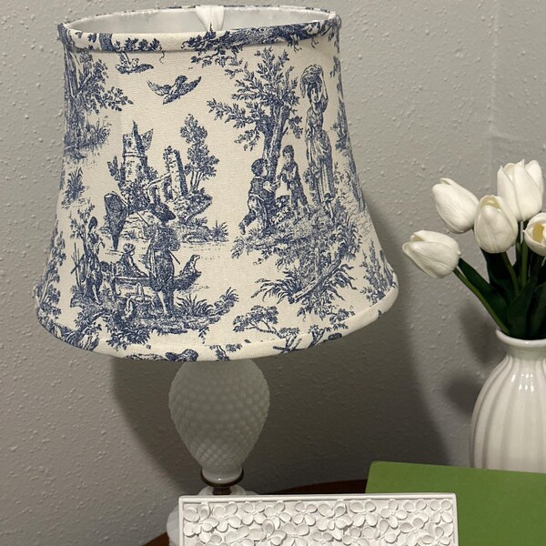 Toile Lamp Shade, Blue Toile Lamp Shade, Blue Lamp Shade, French Lamp ...