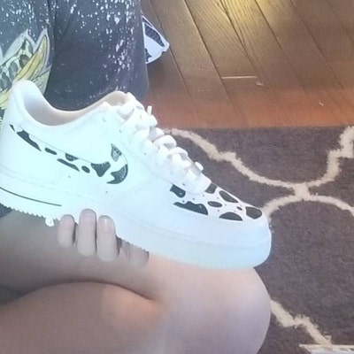 Cow Design Nike Air Force 1 Black Check Cow Print Custom Cow Air Forces ...